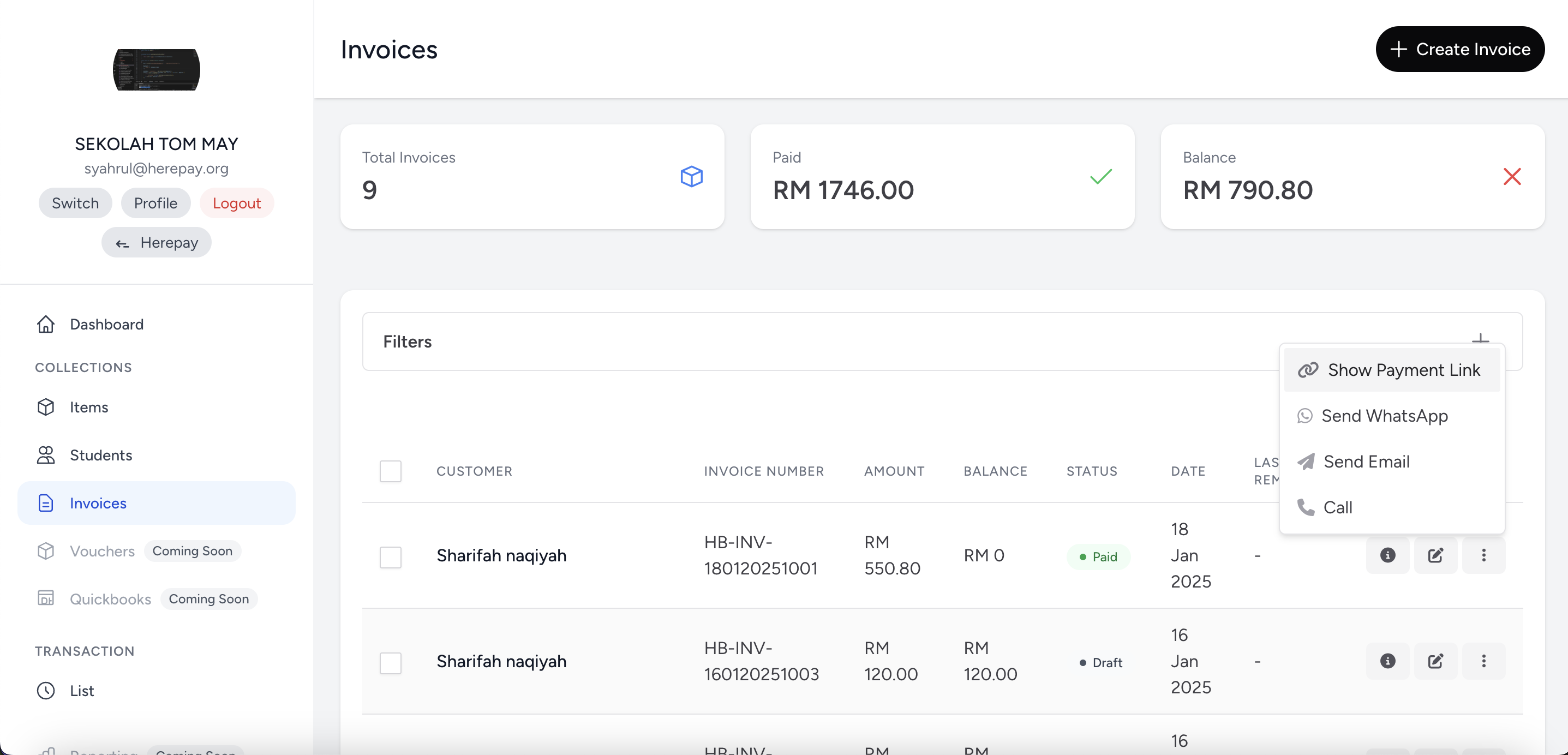 Herebill - Invoicing Management System